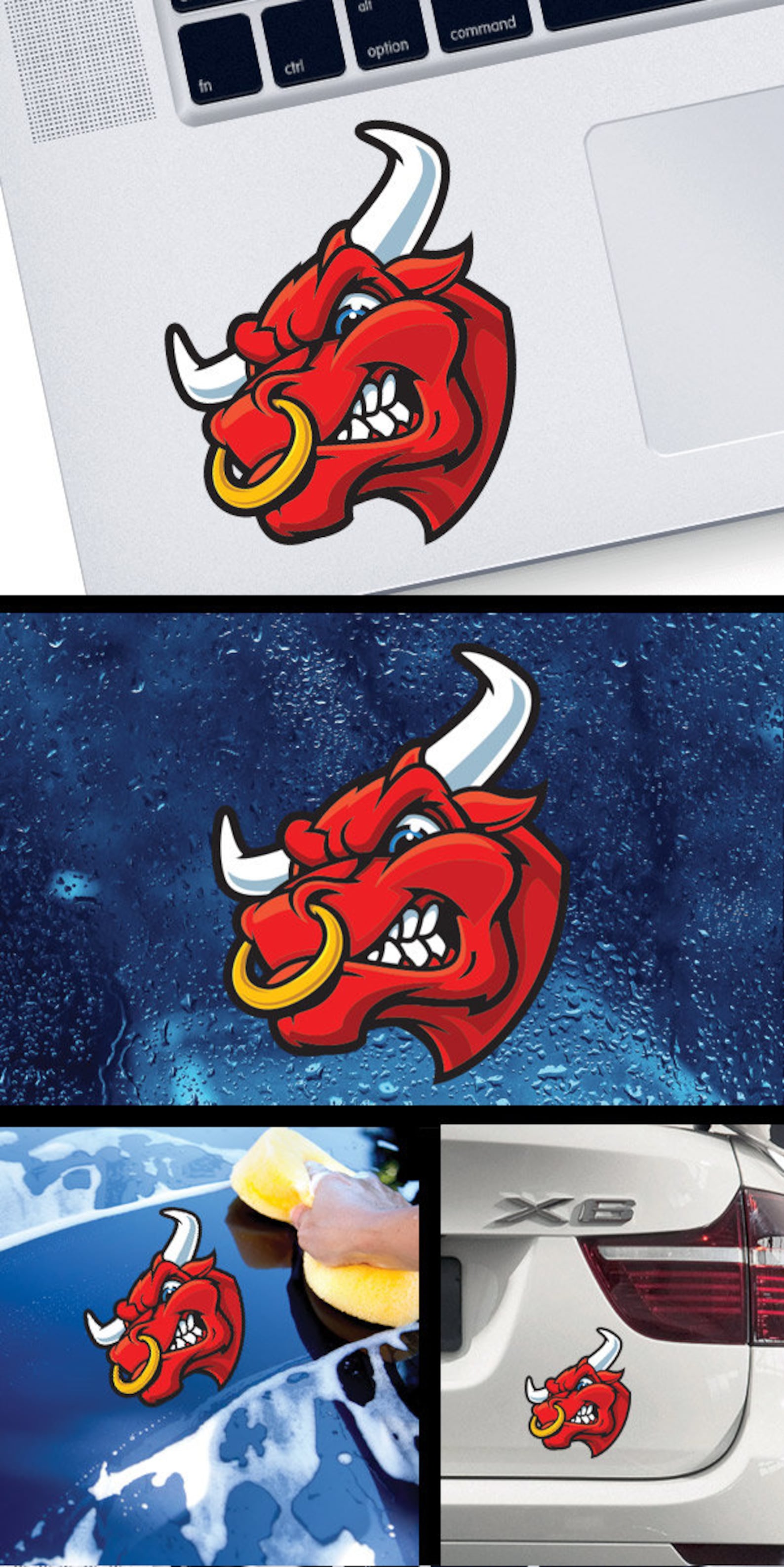 Decal Sticker Red Head Angry Bull Aggression Aggressive Attack - Etsy