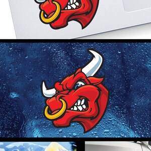 Decal Sticker Red Head Angry Bull Aggression Aggressive Attack Force ...