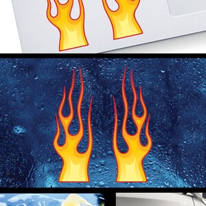 Decal Sticker Pair of Color Flames Flamed Fire Helmet Decoration ...