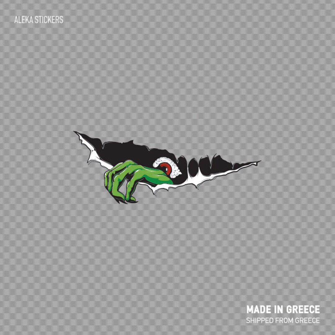 Decal Sticker Tearing Hole With A Monster Motorcycle Motorbike Mechanic ...