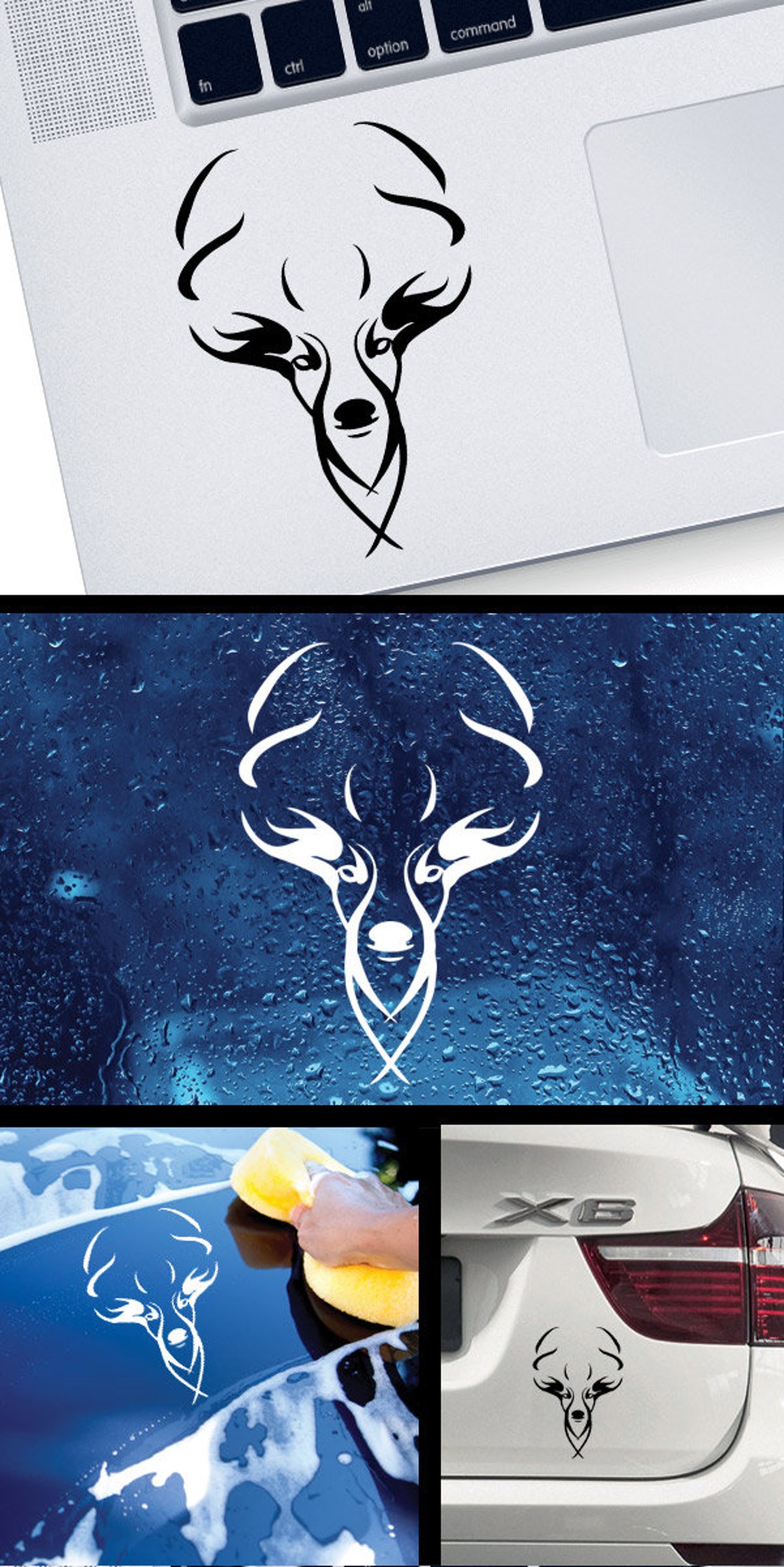 Decal Sticker Deer Design Hunter Horns Forest Nature Adorable | Etsy