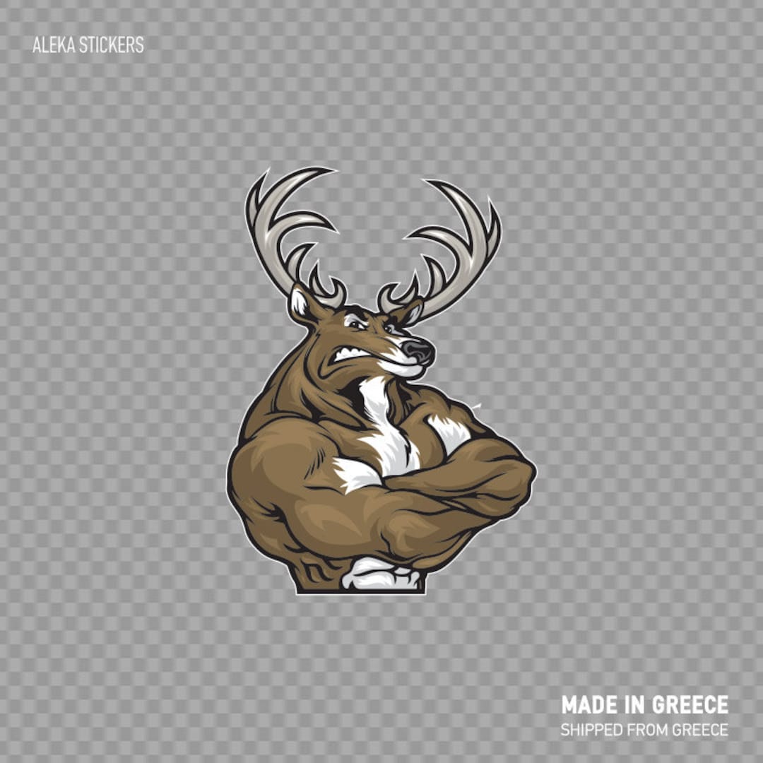 Decal Sticker Angry Male Deer Muscle Bodybuilding Top Quality ...