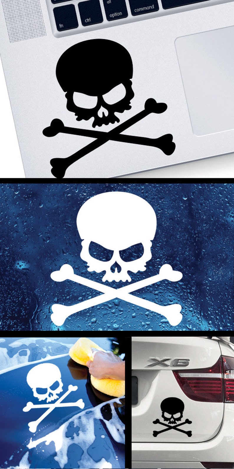 Decal Sticker Cross Bones Skull High Quality Vinyl Waterproof and ...