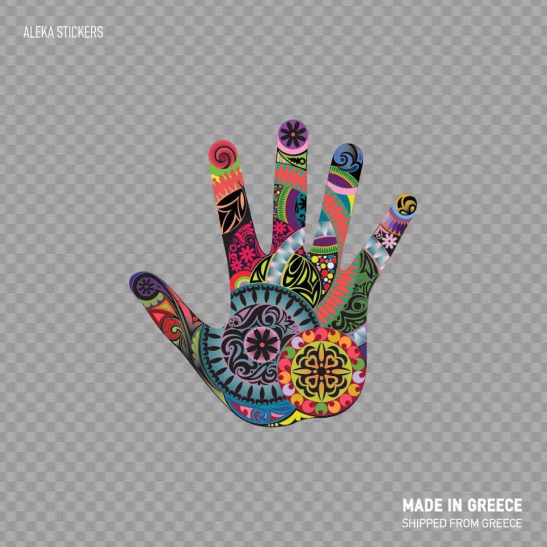 Decal Sticker Floral Psychedelic Hand Left Tribal Tattoo Style ...