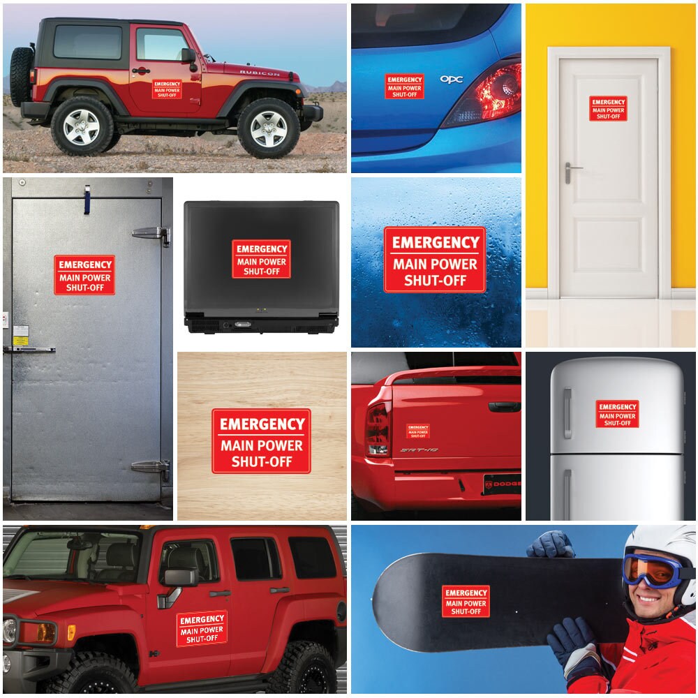 Industrial Warning Labels Emergency Power Shut-Off Sign - 8x12 Inch ...