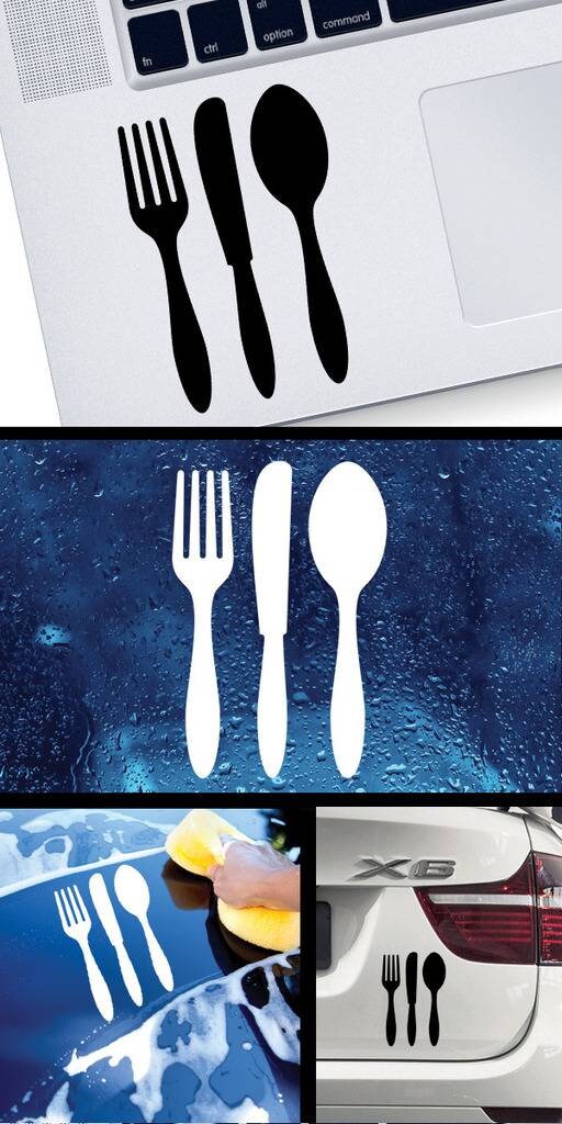 Decal Sticker Spoon Knife Fork Figures Food Restaurant Store Kitchen ...