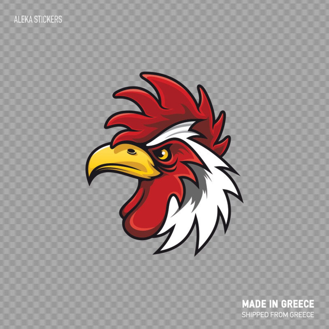 Decal Sticker White Rooster Cockerel Gallus Figure Farm Store ...