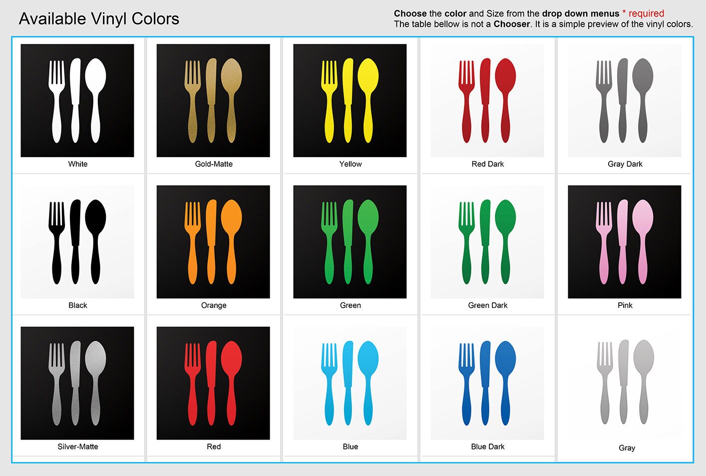 Decal Sticker Spoon Knife Fork Figures Food Restaurant Store Kitchen ...