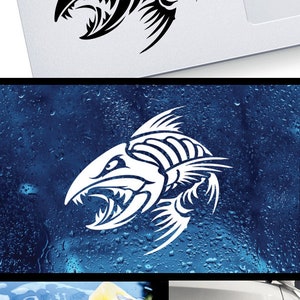 Decal Sticker Angry Fishbone Figure Aggressive Attack Boat Decoration ...
