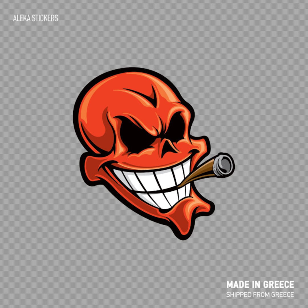 Decal Sticker Skull Mafia Cigar Gang Guns Smoking Smile Red ZE49X - Etsy