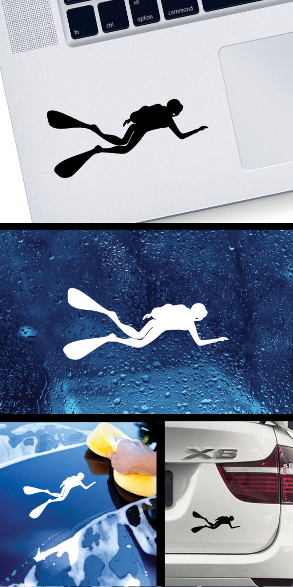 Decal Sticker Diver Scuba apnea free-diving snorkelling scuba | Etsy