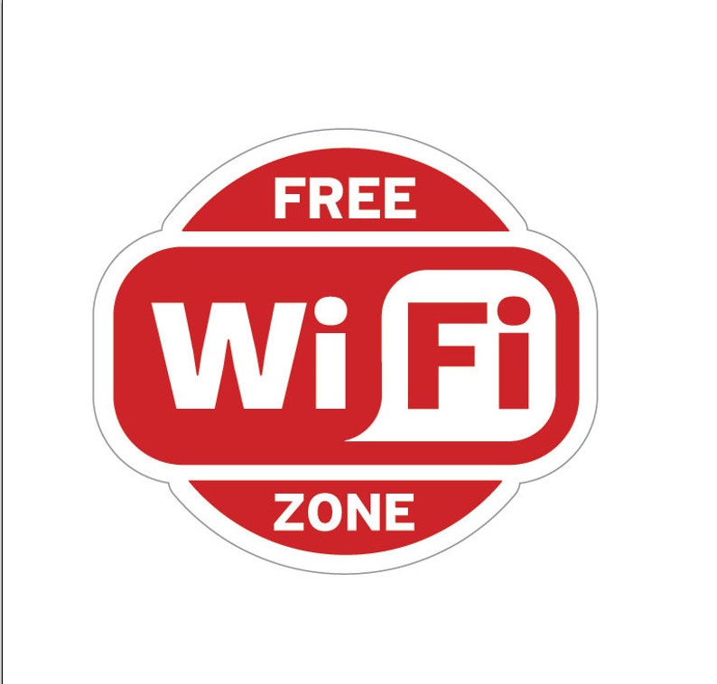 Decal Sticker Sign Wifi Free Zone Red Print on White Vinyl Quality ...