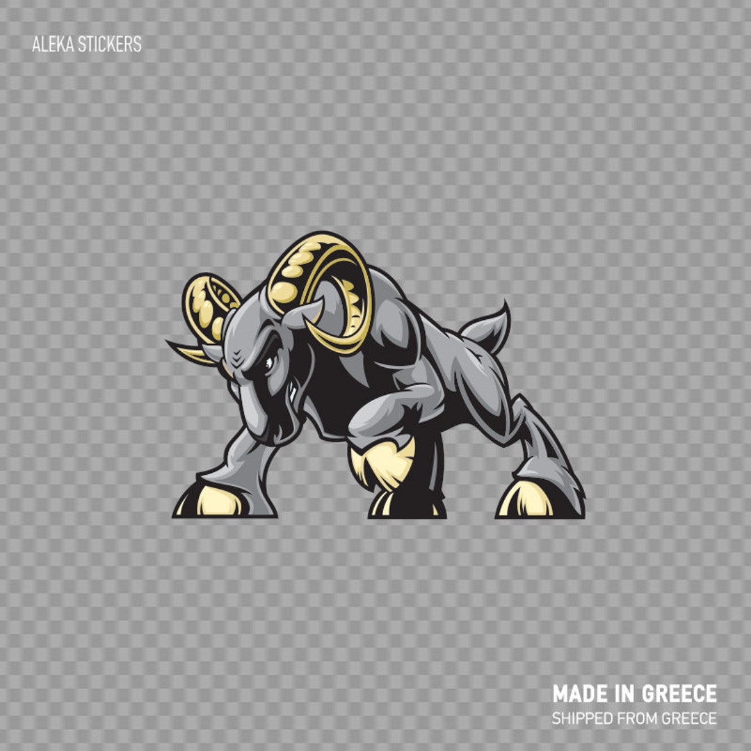 Decal Sticker Gray Aggressive Ram Brutal Goat Farm Nature Animal Top ...
