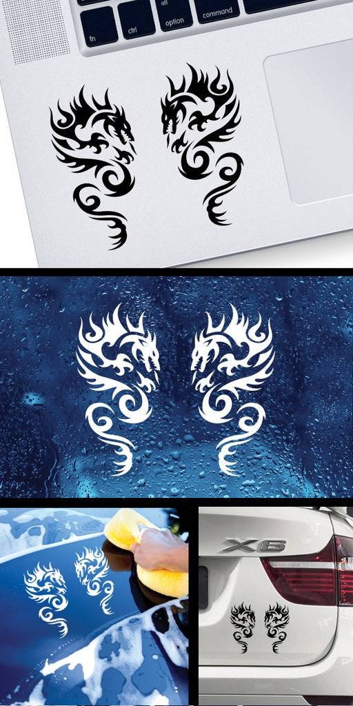 Decal Sticker Pair of Dragons Legendary Creature Flamed Horned | Etsy