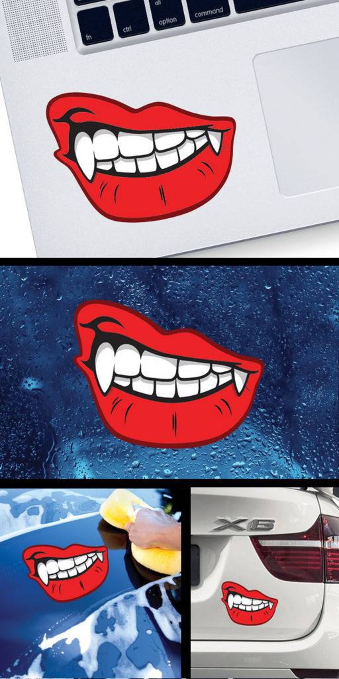 Decal Sticker Vampire Dracula Smile Woman Zombie Bite Attack - Etsy