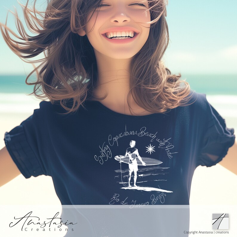 Surfing Copacabana Beach With Pride Png, Svg Digital File Beach Tee ...