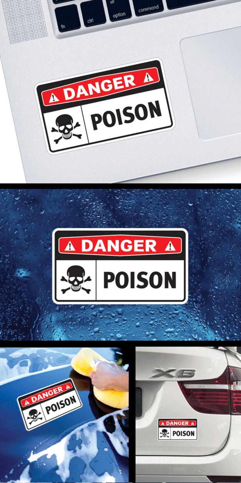 Decal Sticker Danger Poison Safety Sign Top Quality Vinyl - Etsy