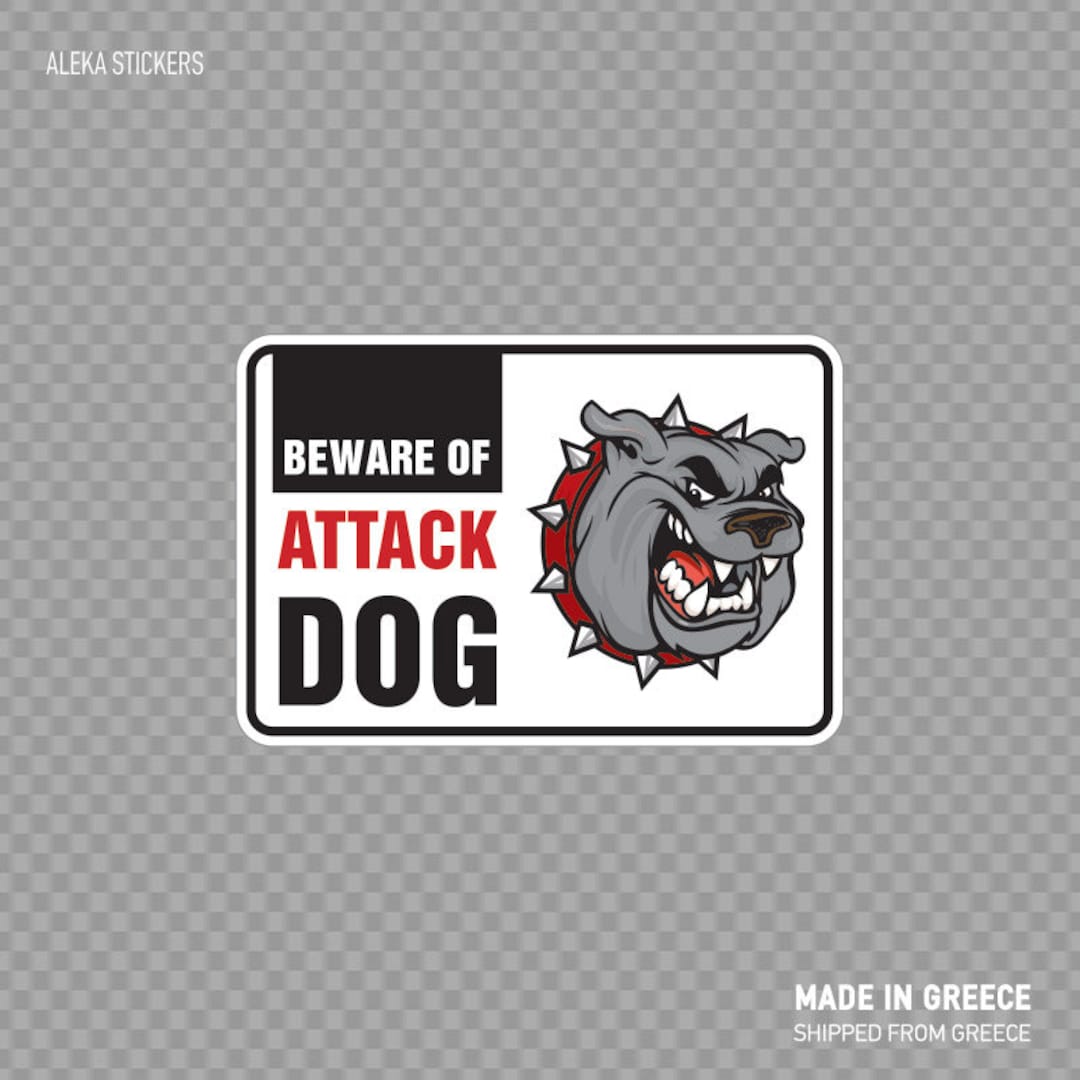 Decal Sticker Beware of Attack Dog Bulldog Sign Private Area Quality ...