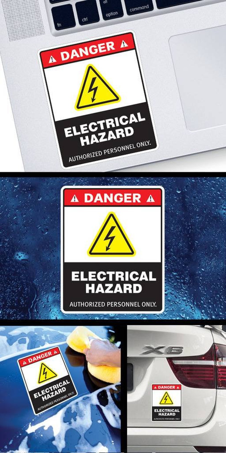 Danger Electrical Hazard Sticker – Bold Safety Warning Decal for ...