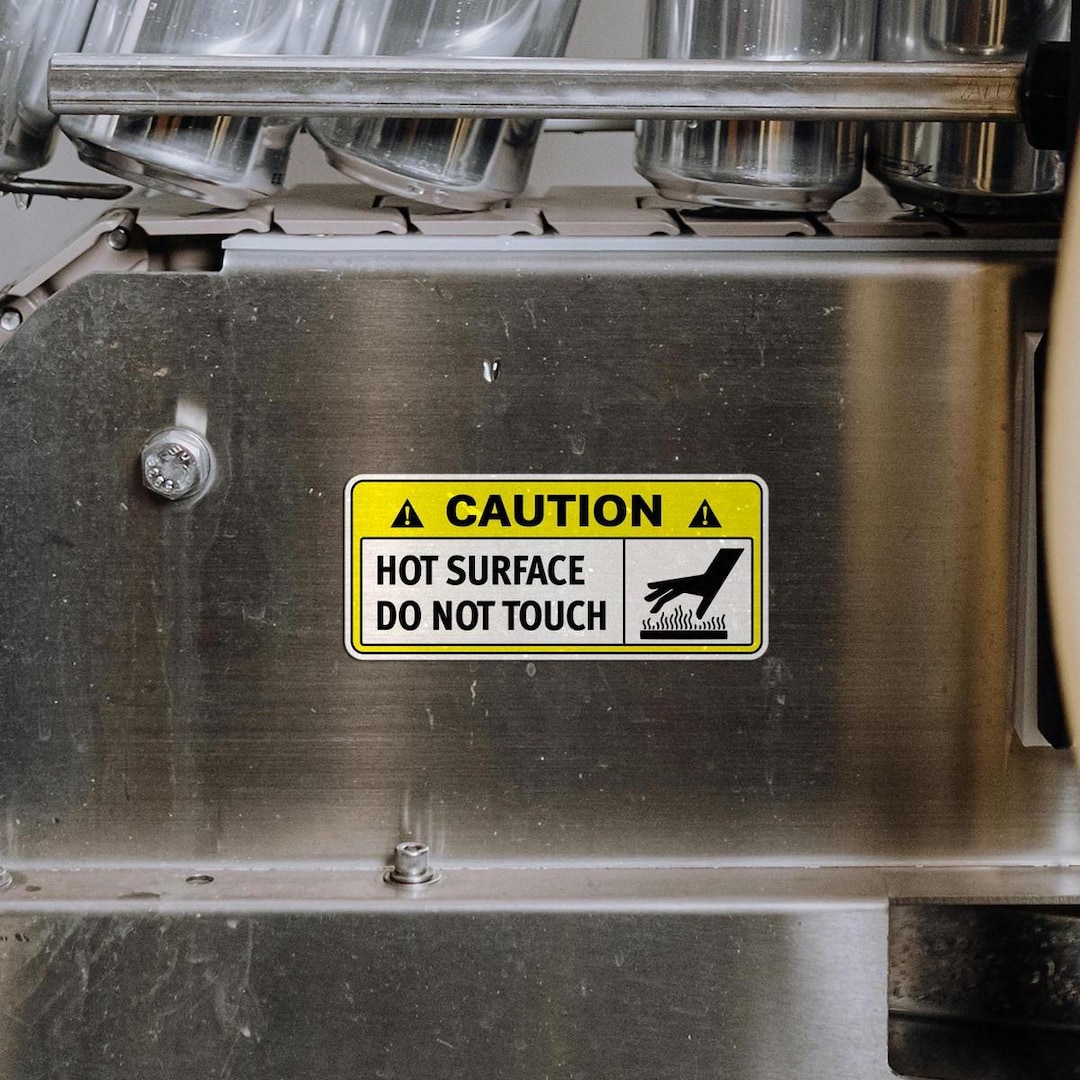 Caution Hot Surface Warning Sticker – High-visibility Vinyl Decal for ...