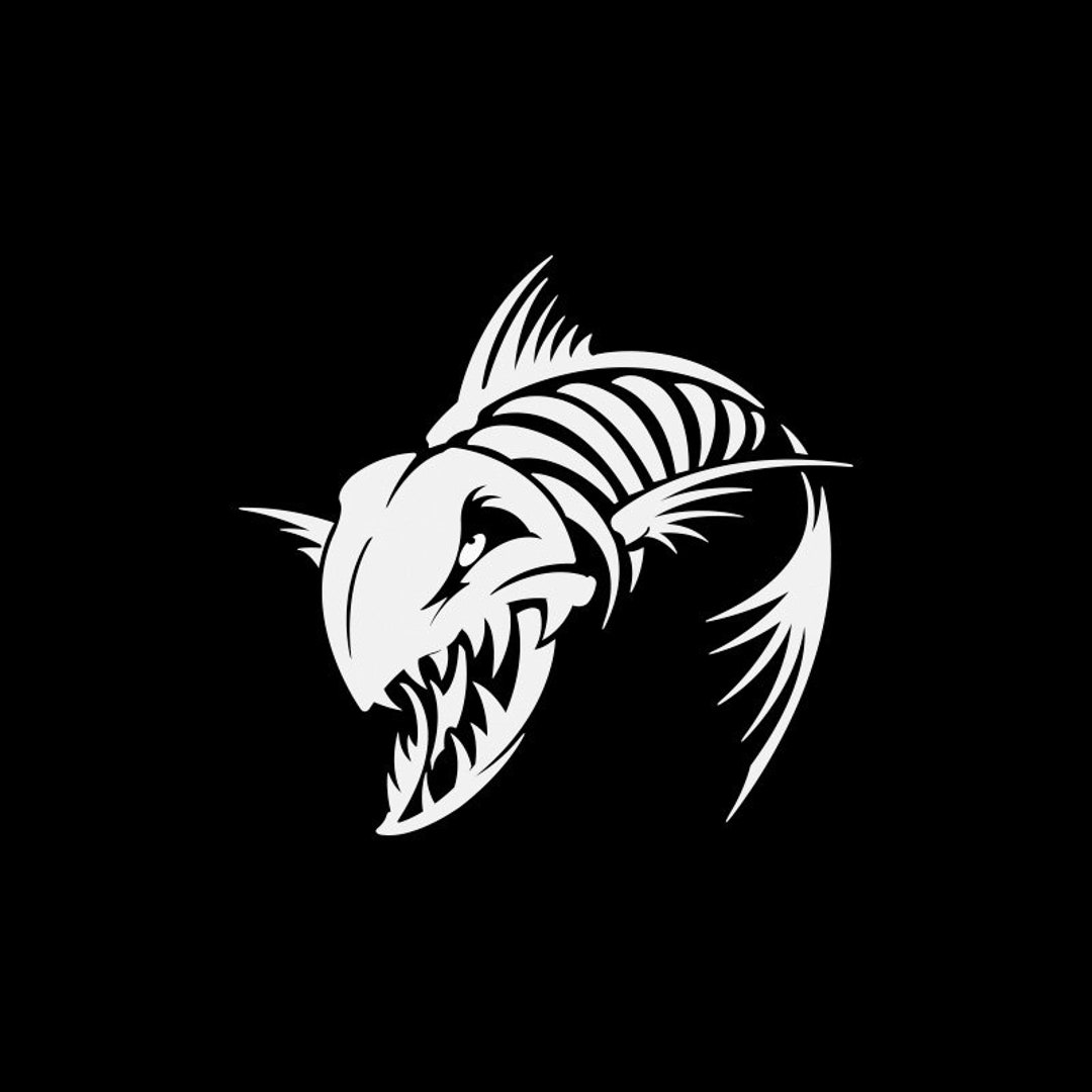 Decal Sticker Aggressive Fish Skeleton Fishing Boat Bait the Hook ...