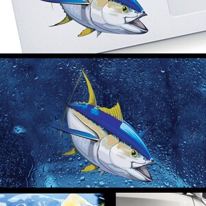 Decal Sticker Yellowfin Tuna Ocean Sea Life Saltwater Fishing ...