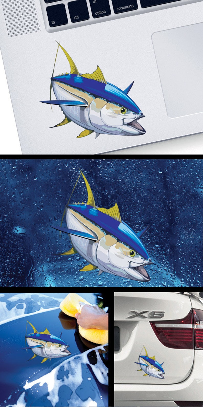 Decal Sticker Yellowfin Tuna Ocean Sea Life Saltwater Fishing - Etsy