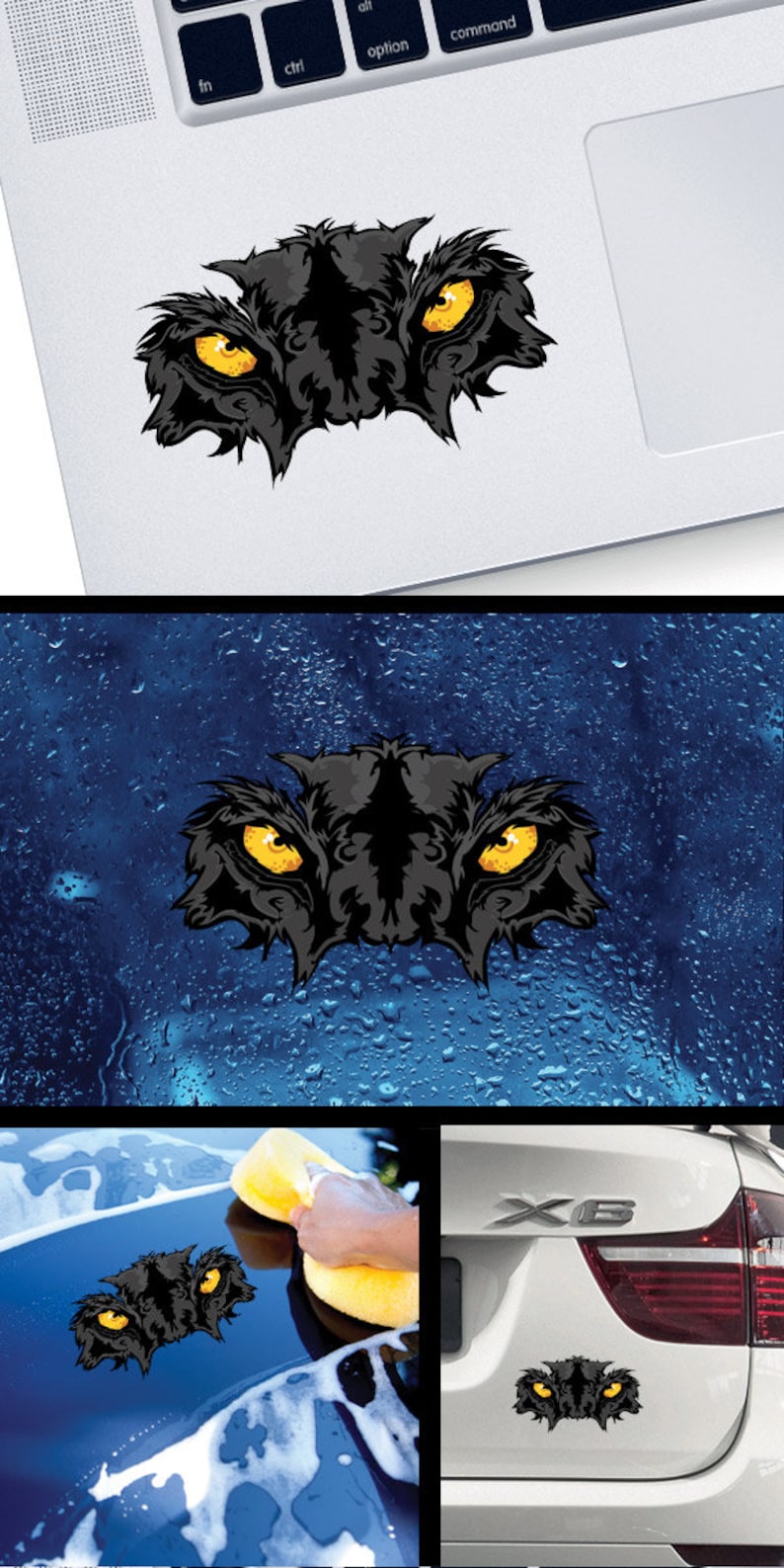 Decal Sticker Black Panther Eyes Angry Aggression Attack Car Decoration ...