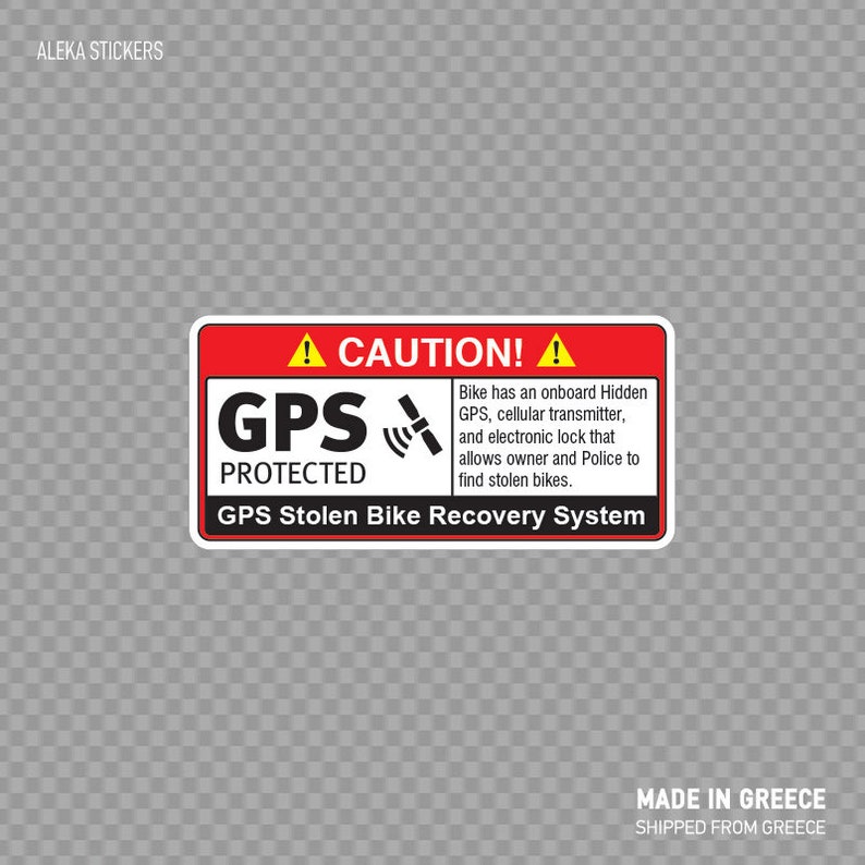 Decal Sticker Gps Protected Prevention Sign Bike Security Sign ...