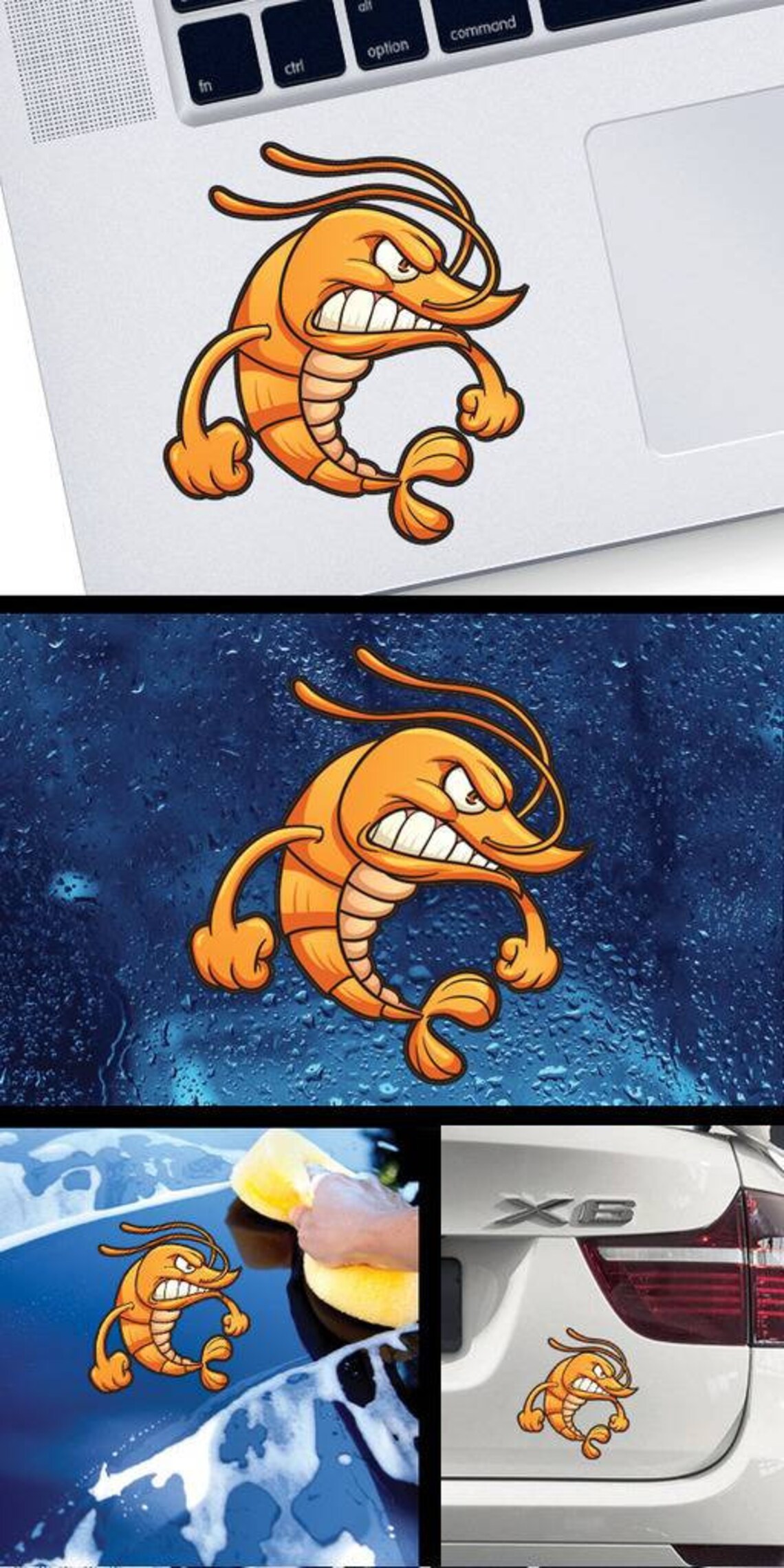 Decal Sticker Angry Cartoon Shrimp Boat Decoration Fishing - Etsy