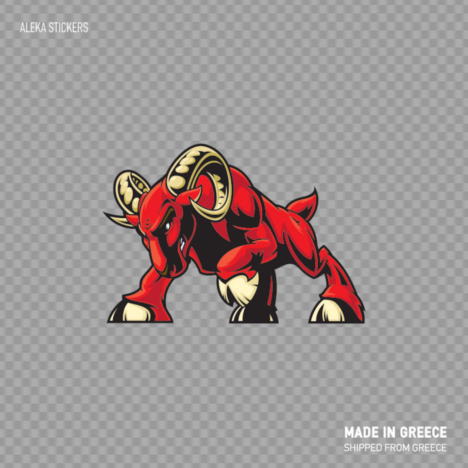 Decal Sticker Red Aggressive Ram Maskot Moto Mechanics Goat Horn ...