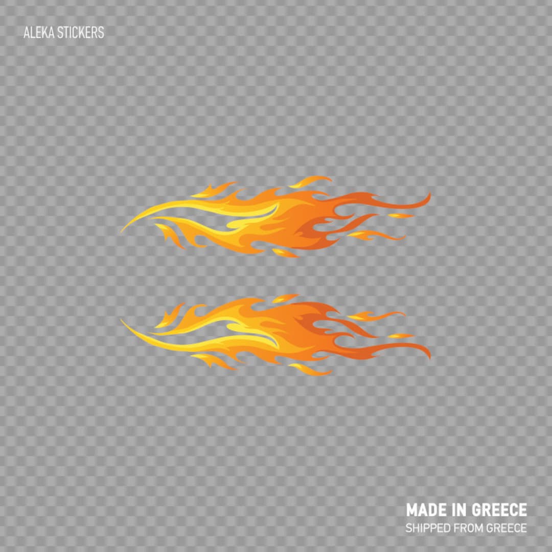 Decal Sticker Pair of Racing Flames Red Orange Yellow Top Quality Vinyl ...