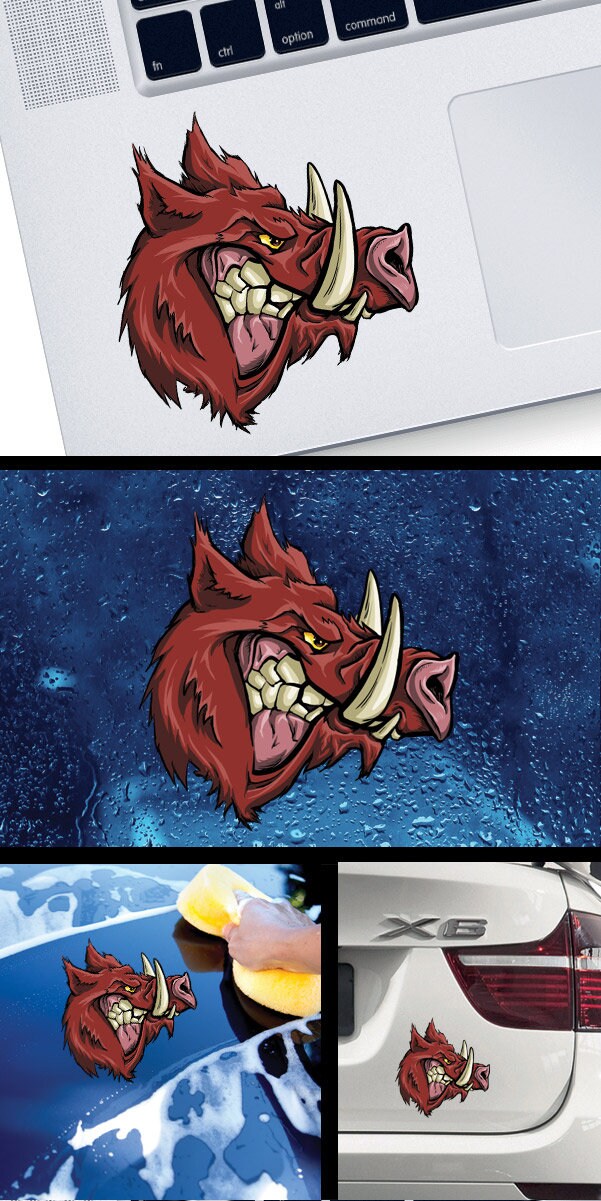 Decal Sticker Razorback Head Wild Pig Angry Aggression Attack - Etsy