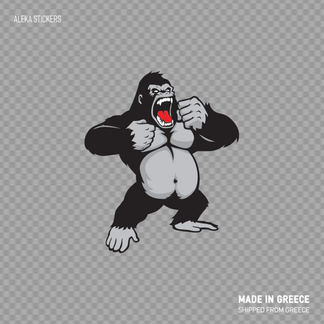 Decal Sticker Male Gorilla Roaring Malicious Hangry Fear Aggression ...