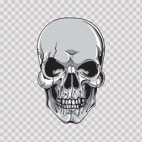 Decal Sticker Gray Black Skull Smile Black and White Car | Etsy