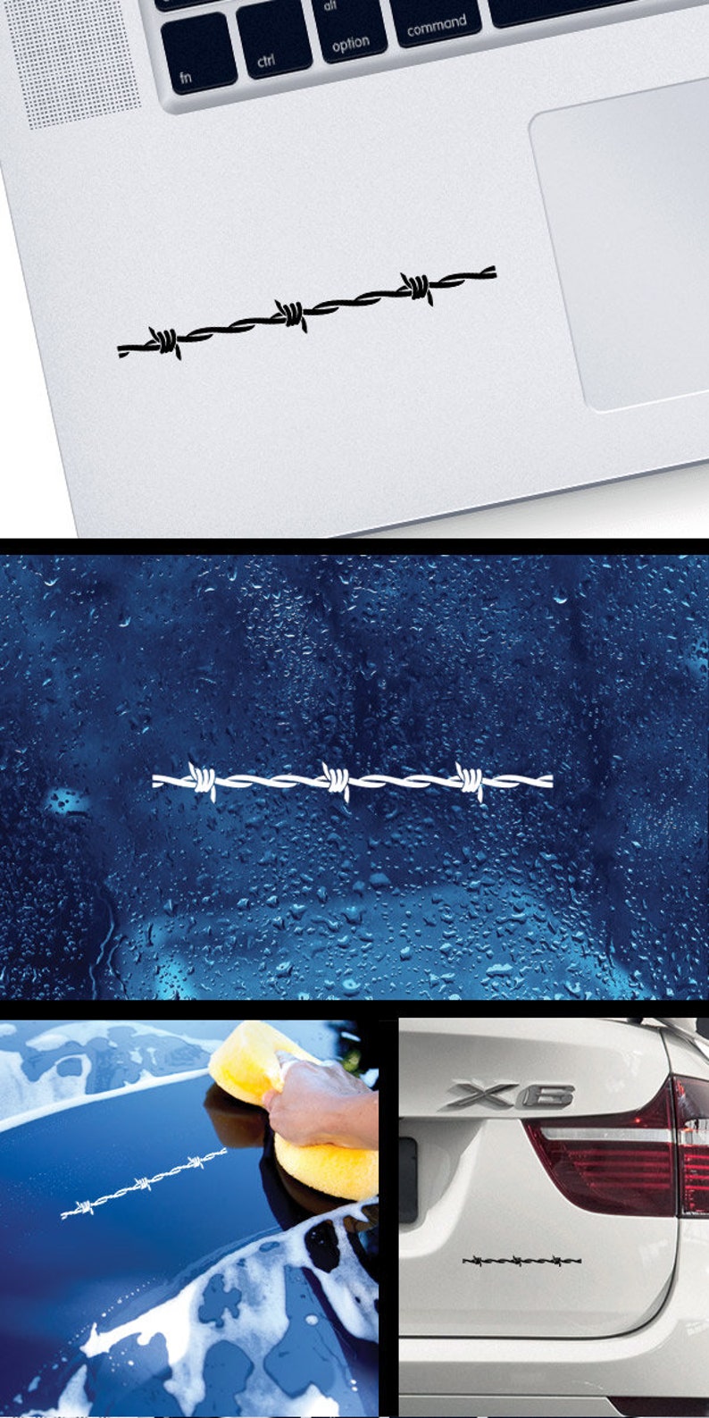 Decal Barbed Wire Sticker Decorative Tattoo Style Edgy Design for ...