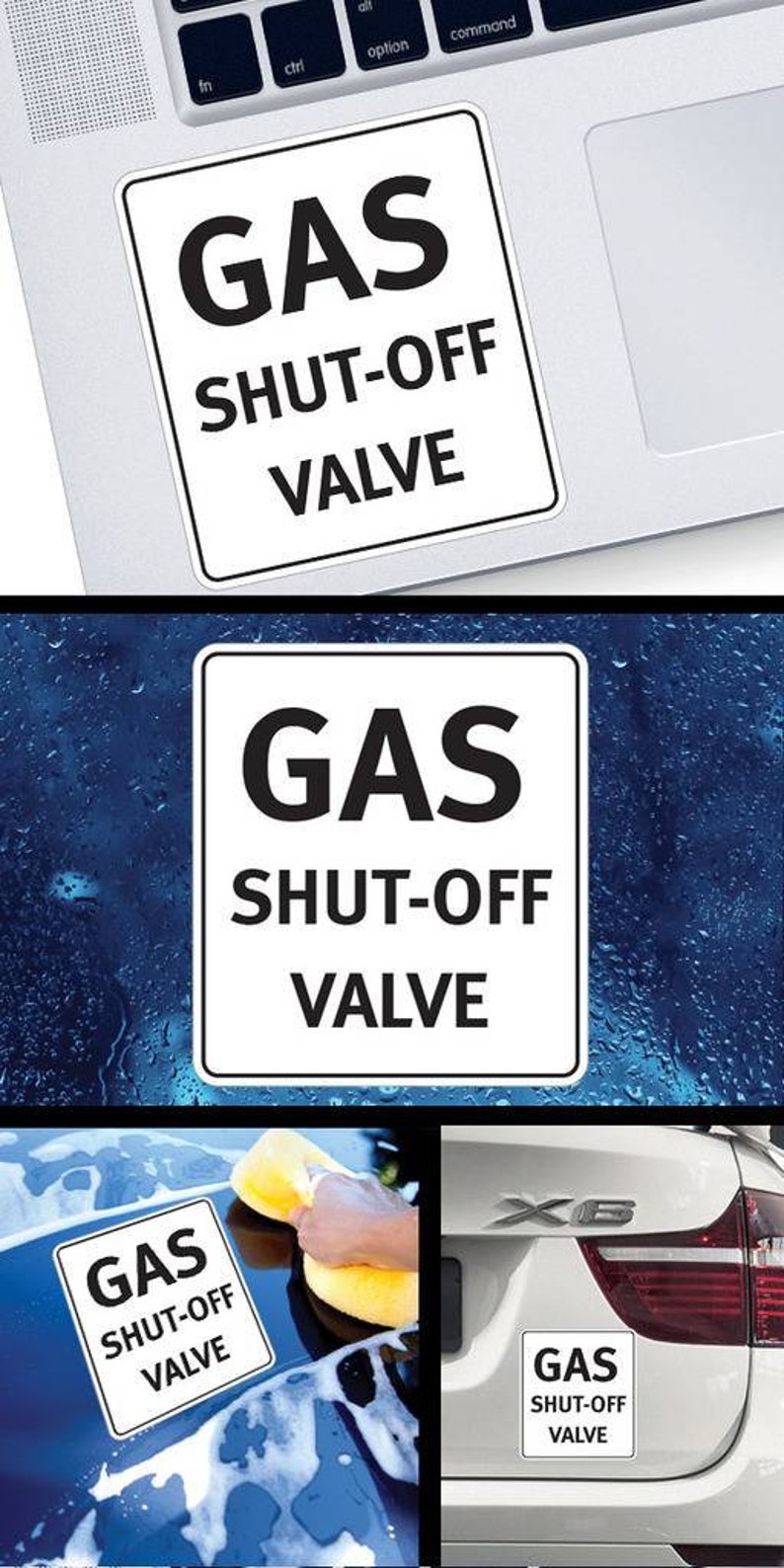 Decal Sticker Gas Shut-off Valve Chemical Sign Safety Sign Clear ...