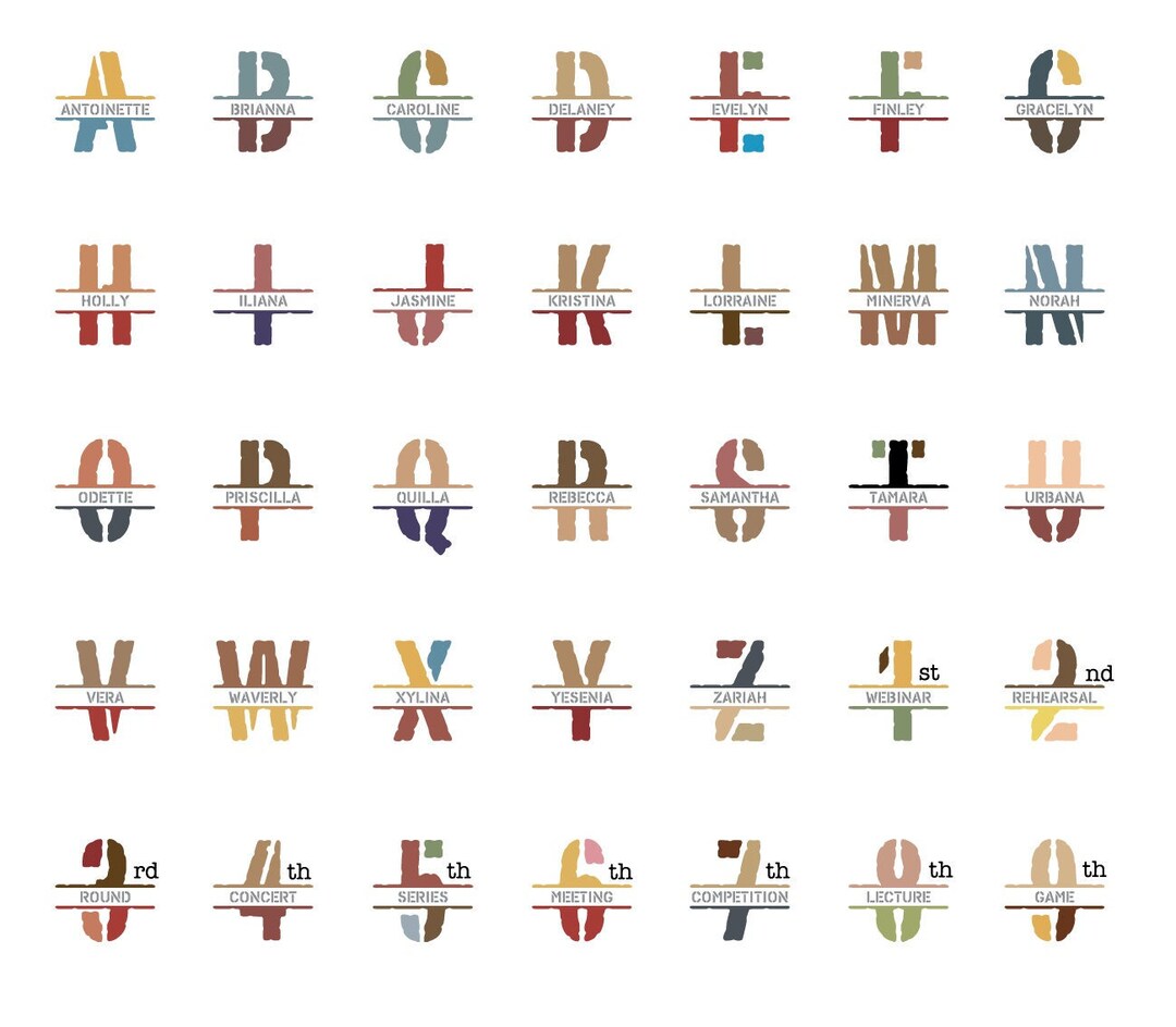 Split Monogram Alphabet SVG Font, Monogram Font SVG, Split Monogram ...