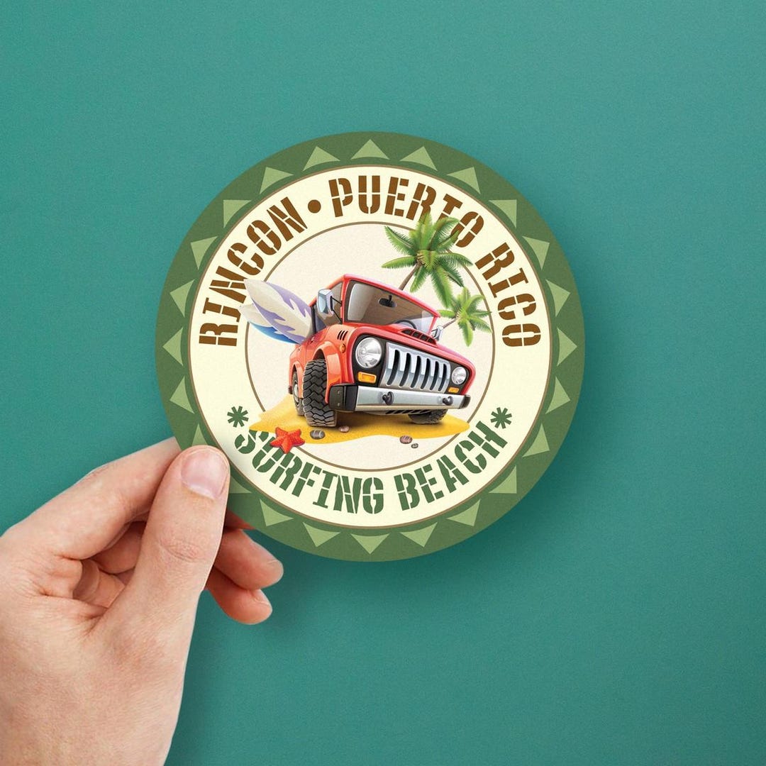 Rincon Puerto Rico Surfing Beach Sticker – Vintage Style Vinyl Decal ...