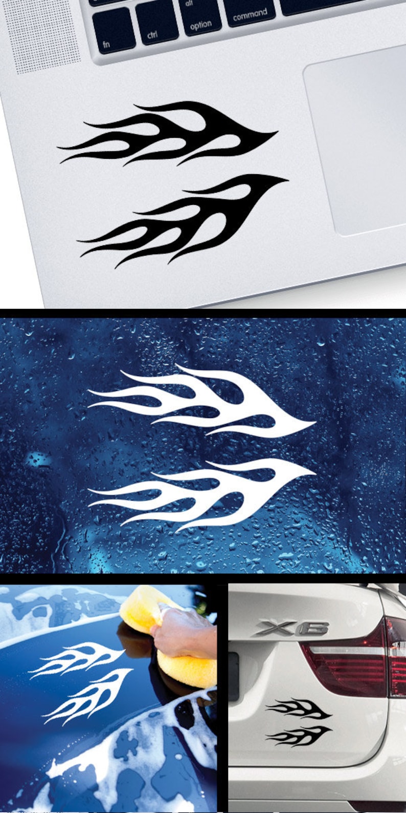 Decal Sticker Pair of Flames Flamed Helmet Motorcycle Top Quality ...