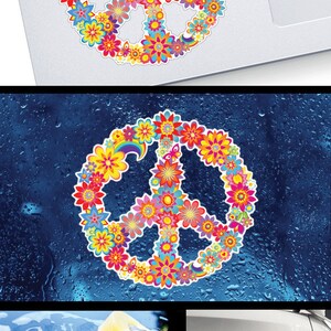 Decal Sticker Flower Power Peace 60s 70s Symbol Full Color 265X4 - Etsy