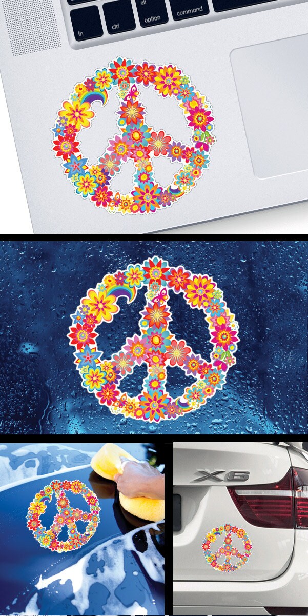 Decal Sticker Flower Power Peace 60s 70s Symbol Full Color 265X4 - Etsy