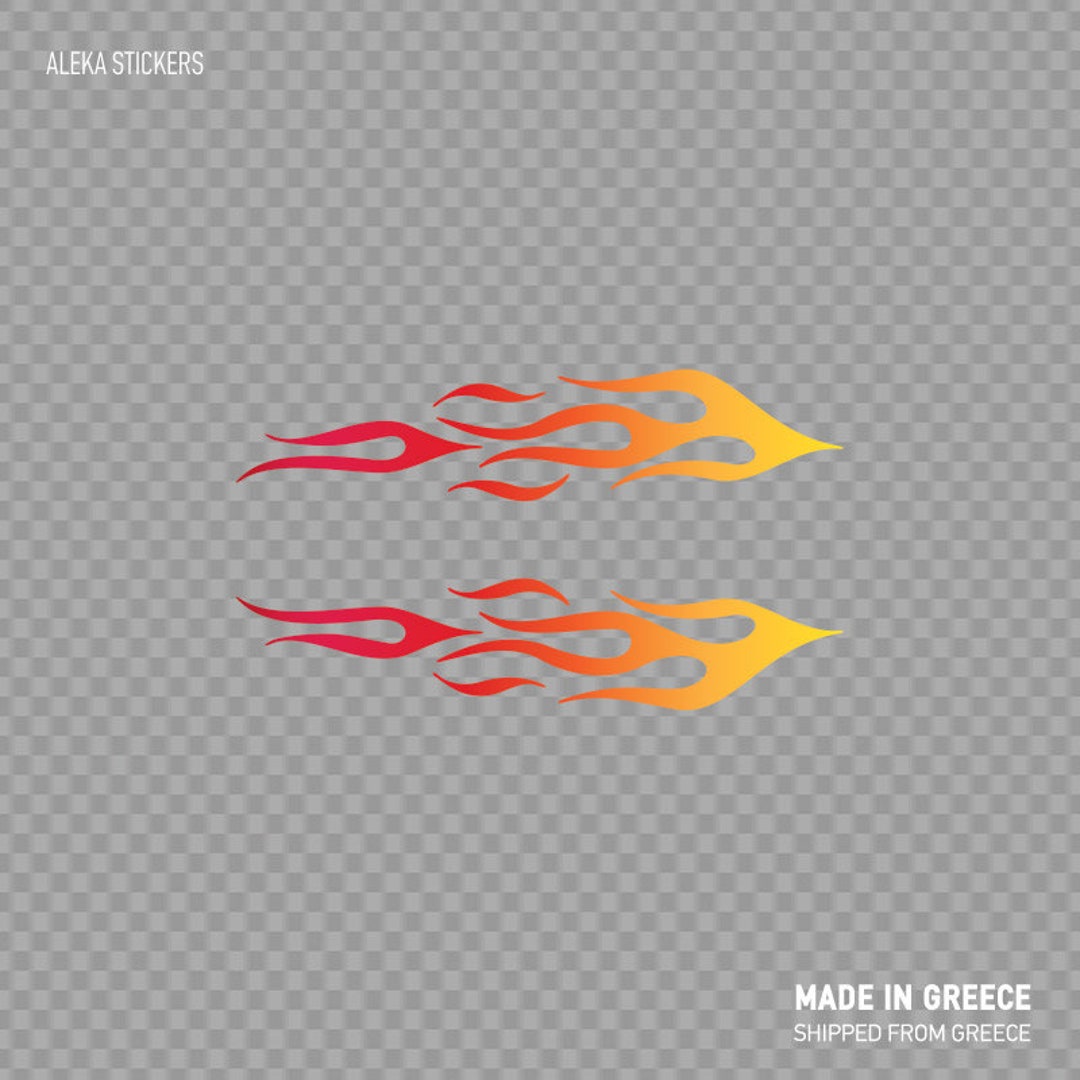 Decal Sticker Pair of Flames Red Orange Yellow Tribal Racing Design ...