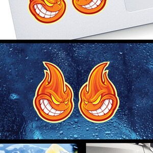 Decal Sticker Pair of Evil Flaming Faces Car Easy Rider Flamed Fire ...