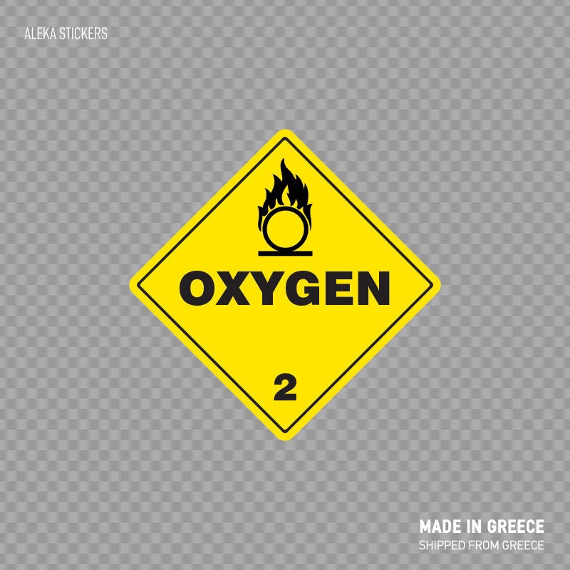 Decal Sticker Hazard Classification Class 2 Gases: Oxygen Warning Sign ...