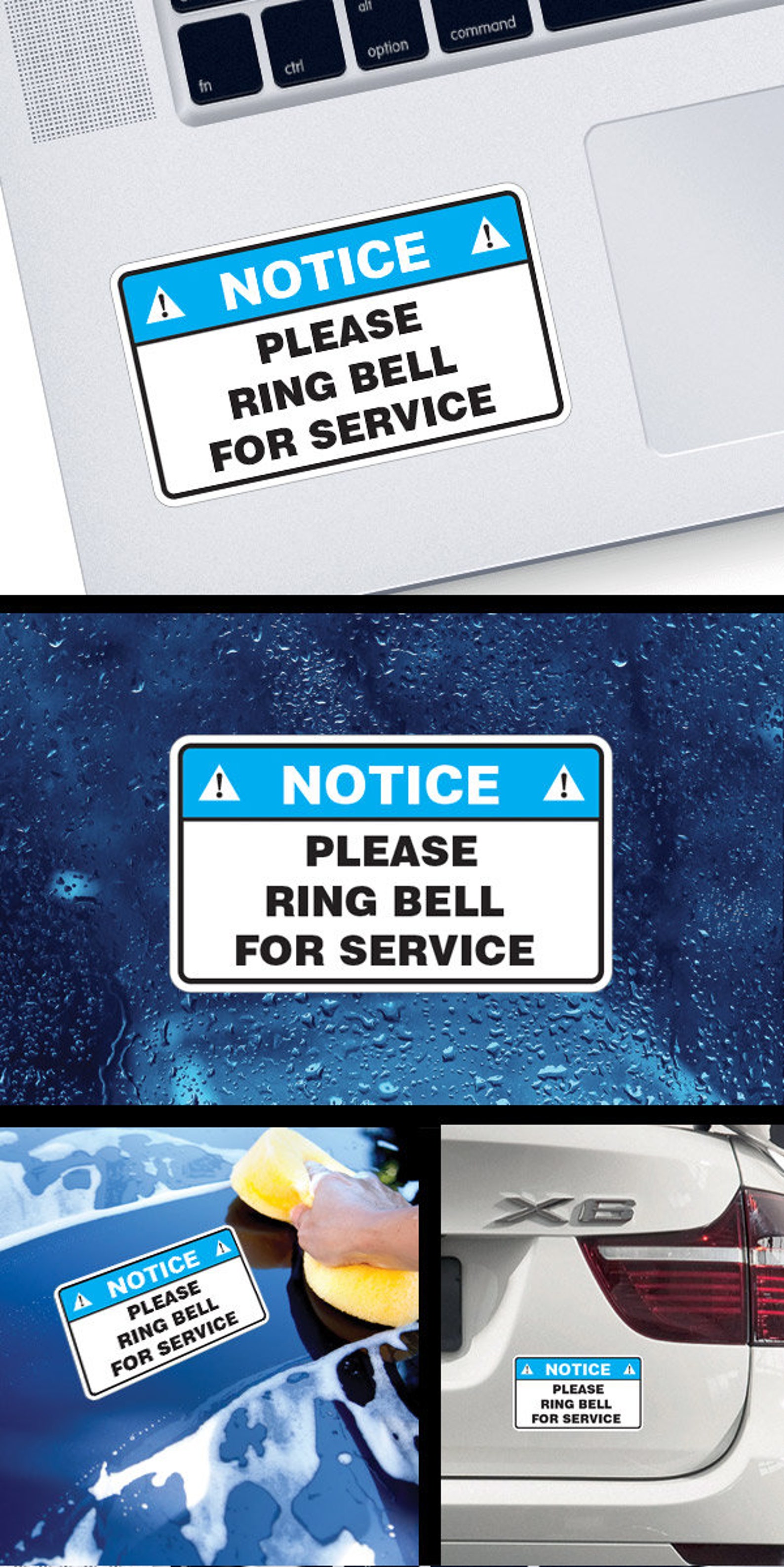 Decal Sticker Notice Please Ring Bell for Service Information Sign Top ...