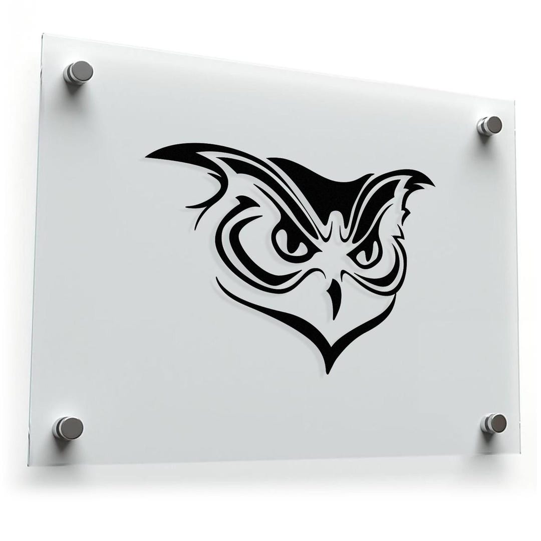 Owl Face Sticker – Bold Tribal Design Vinyl Decal, Durable ...