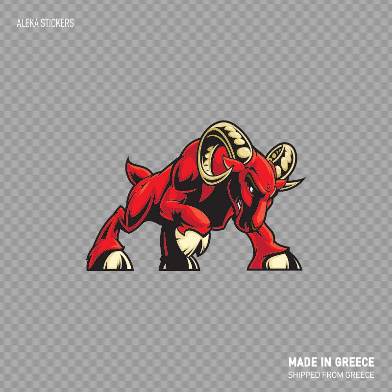 Decal Sticker Red Aggressive Ram Maskot Angry Aggression Attack W9X64 ...