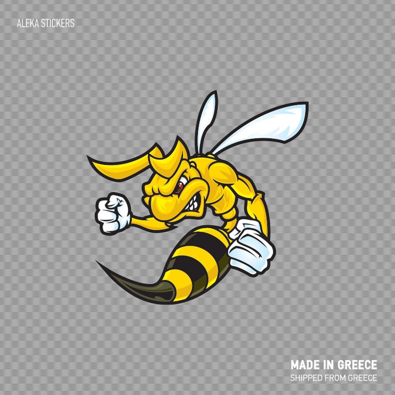 Decal Sticker Bee Hornet Wasp Aggressive Brutal Cartoon Honey | Etsy