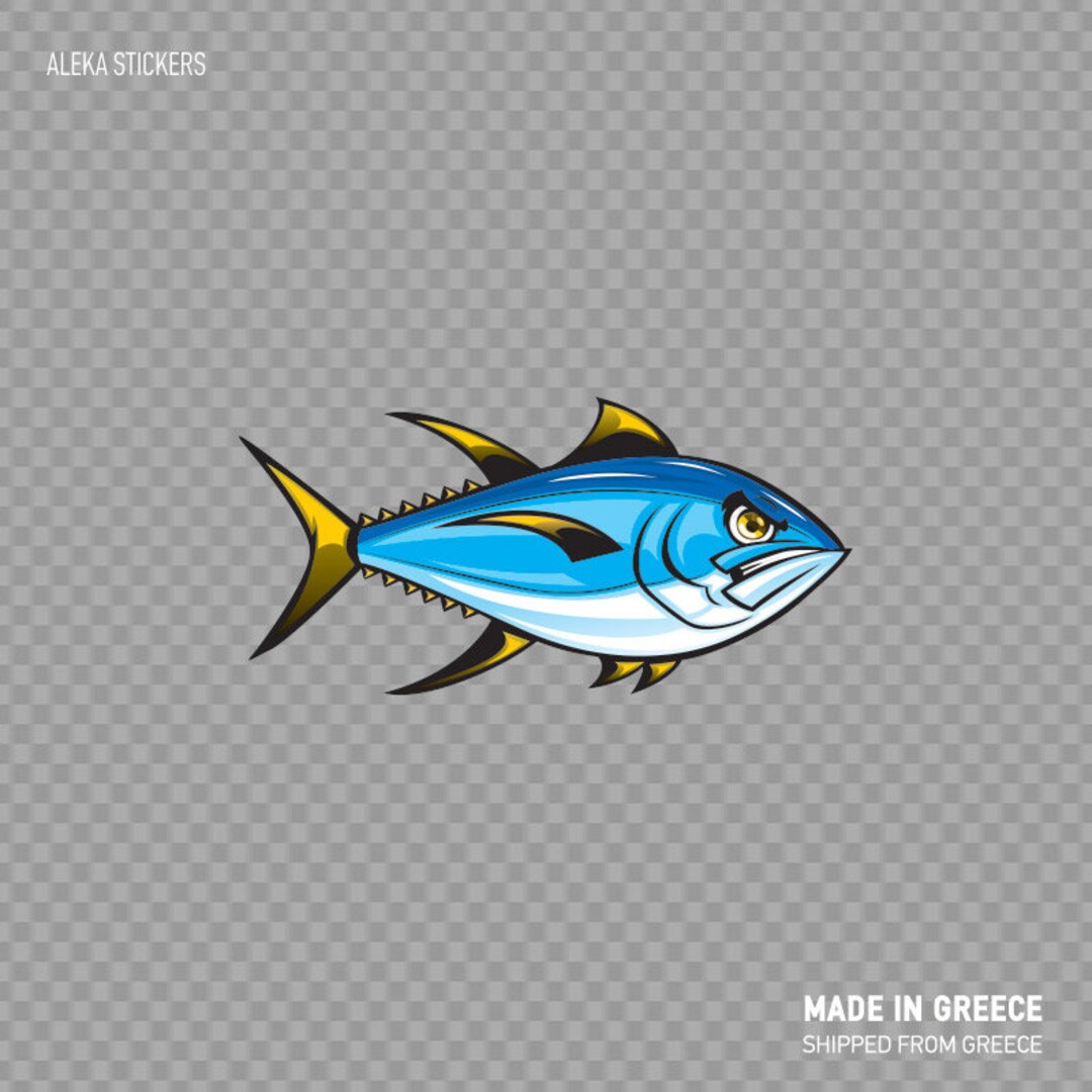 Decal Sticker Angry Yellowfin Tuna Fishing Fisherman Ocean Saltwater ...